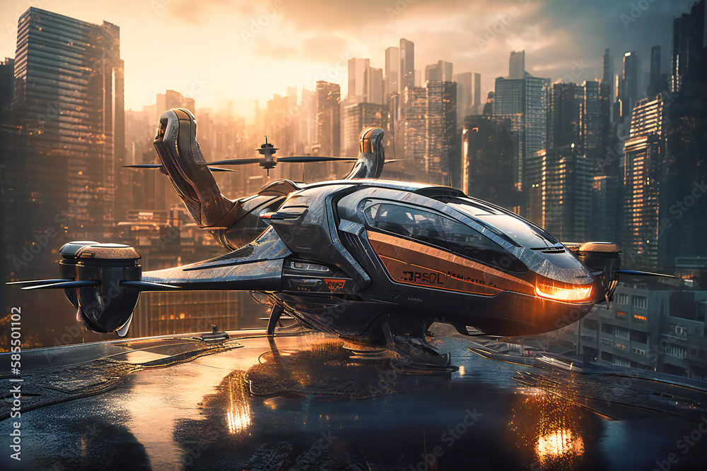 Defying gravity, the flying car ascends to the heavens, leaving behind ...