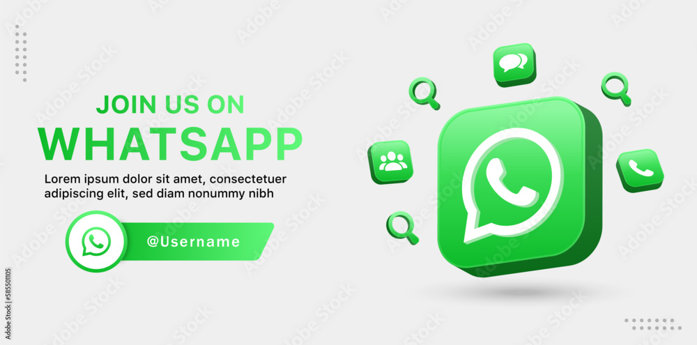 join us on whatsapp. 3d whatsapp logo social media icon notifications ...