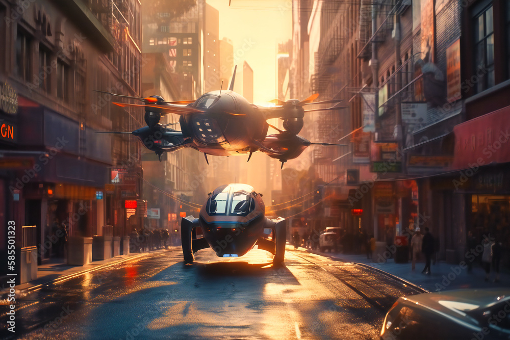 Defying gravity, the flying car ascends to the heavens, leaving behind ...