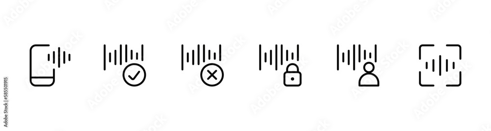 Voice identify icon, with editable stroke. Outline Linear voice sign ...