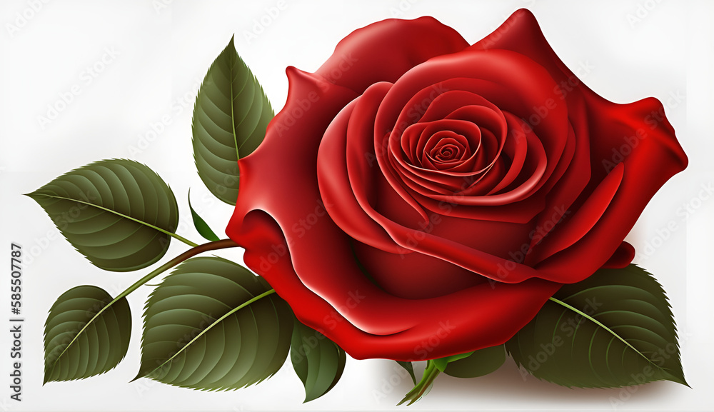 Beautifull The Nature Red Rose Flower With Green Leaf Free PNG and PSD ...