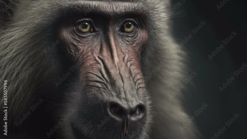 A closer look of the black monkey with the big hairs on the side AI ...