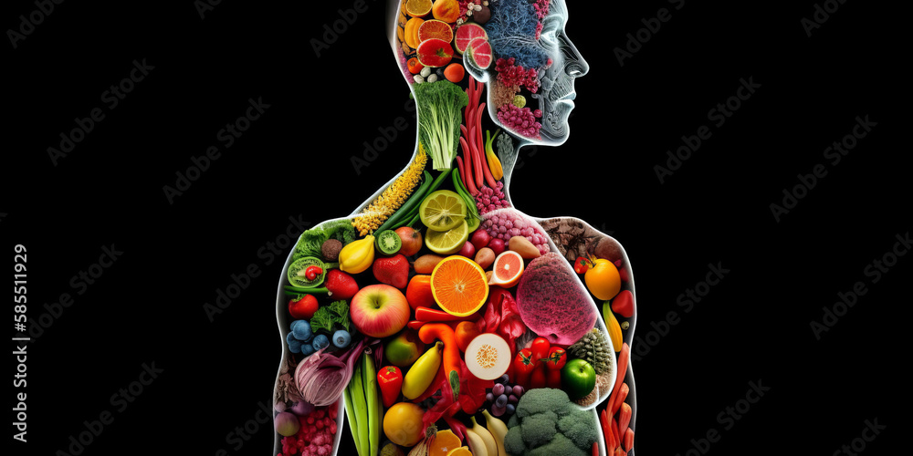 Fresh food in human body, Best nutrition for human concept wallpaper ...