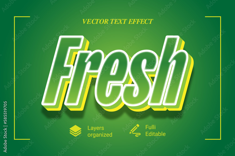 Vactor fresh 3d text effect with green background Stock Vector | Adobe ...