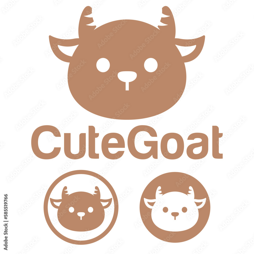 Cute Kawaii head goat ram sheep Mascot Cartoon Logo Design Icon ...