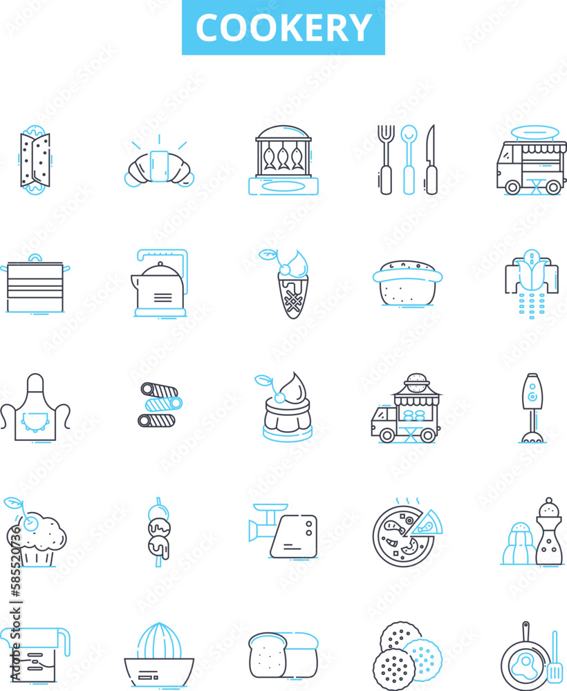 Cookery vector line icons set. Ingredients, Recipe, Measurement ...