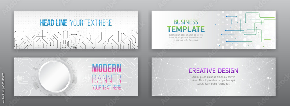 Set banner templates for websites. Abstract social media cover design ...