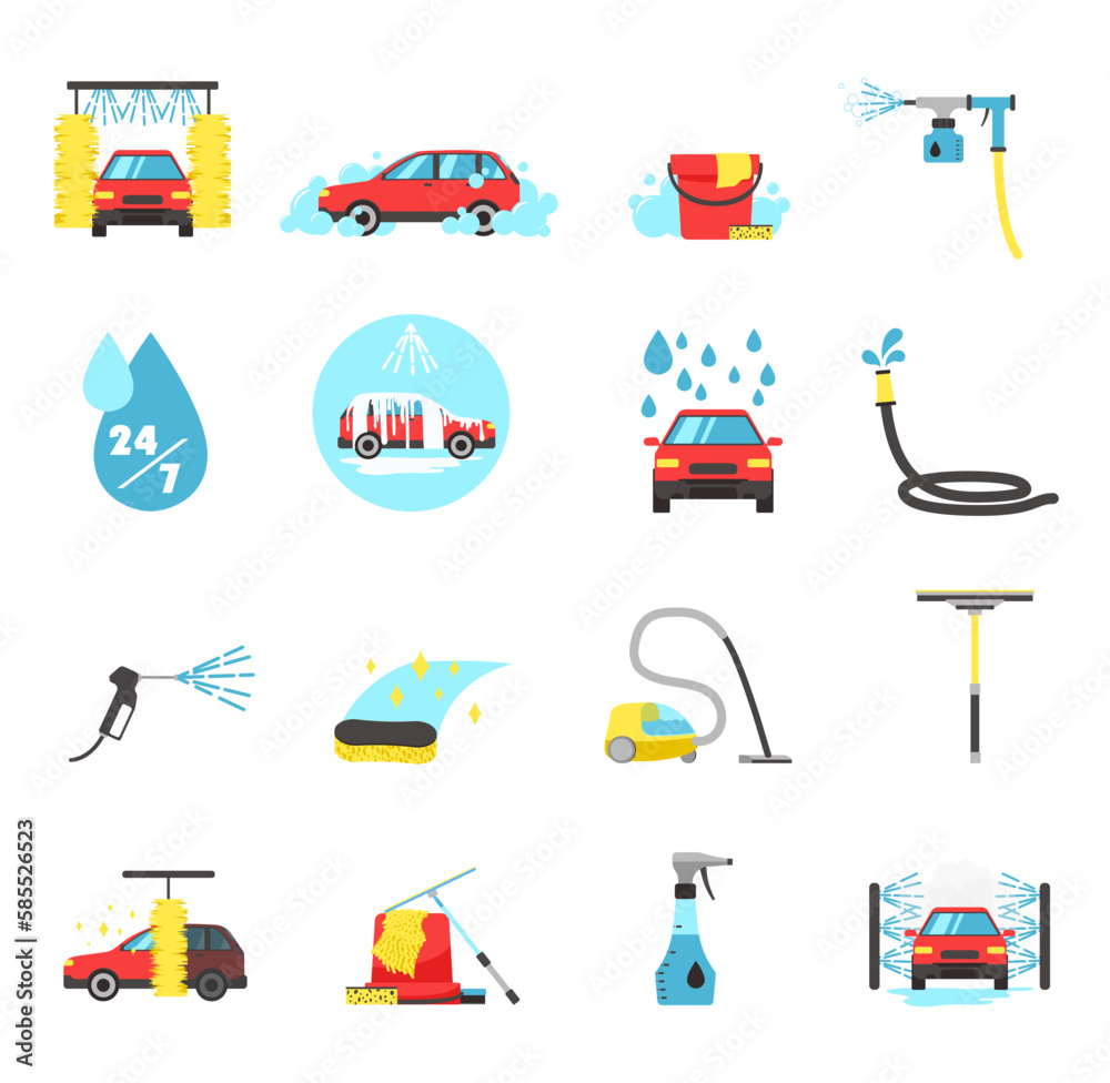Set of carwash icons isolated on white background. Big collection of ...
