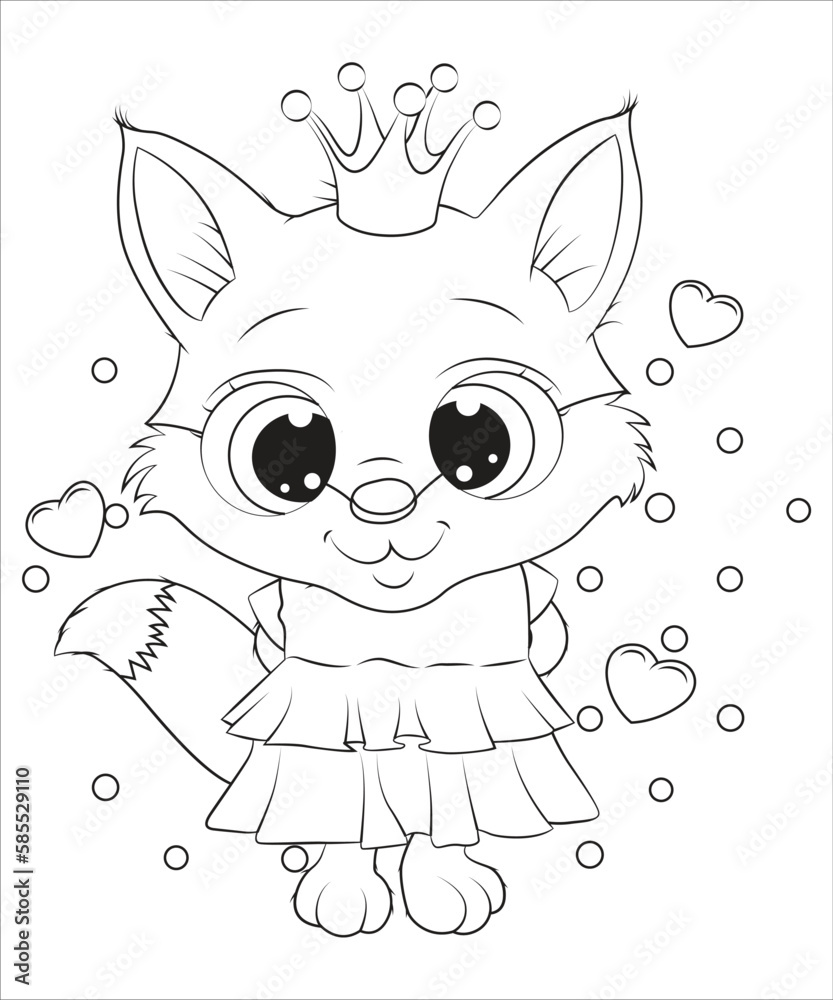 funny cute animals coloring page for kids Stock Vector | Adobe Stock