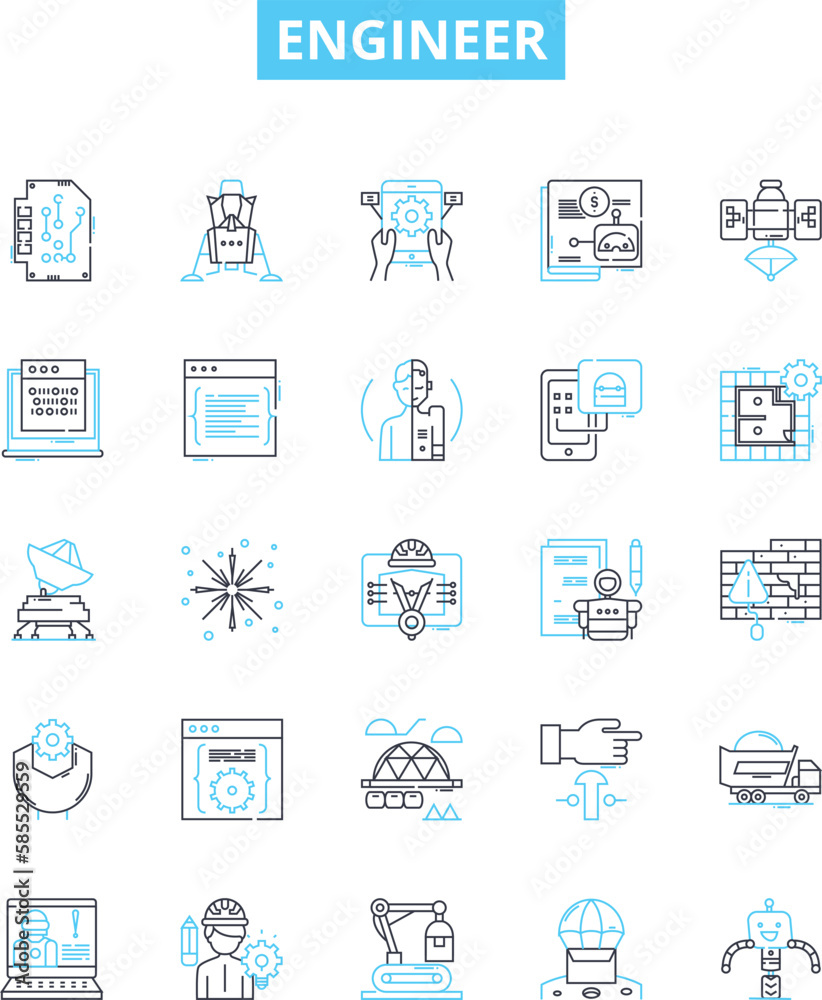 Engineer vector line icons set. Engineer, Technical, Mechanical ... Engineer vector line icons set. Engineer, Technical, Mechanical ...