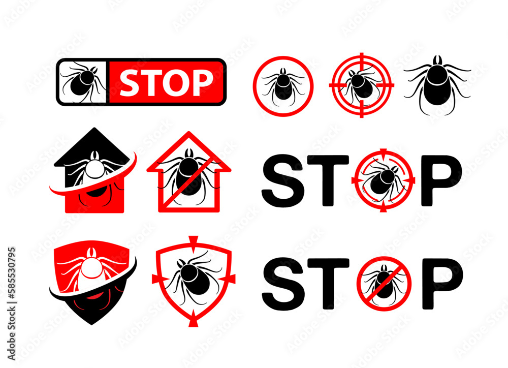 Pest control badges set. Design elements, labels and stickers, danger ...