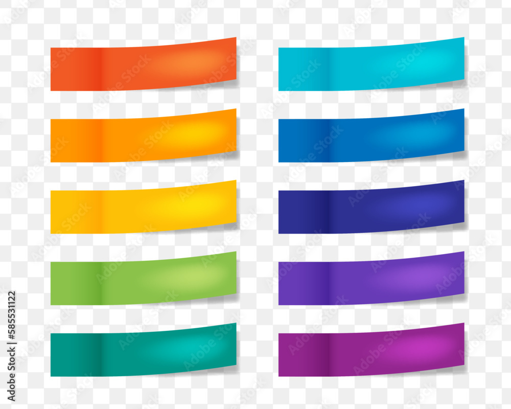 Colorful sticky notes with flip edge isolated on transparent background ...