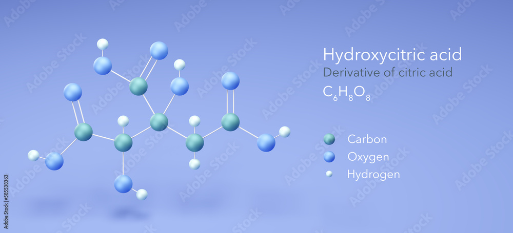 hydroxycitric acid molecule, molecular structures, Derivative citric ...