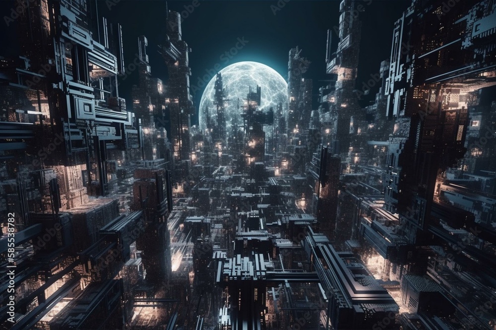 Sci-fi movie fantasy city building with outer star architecture from ...
