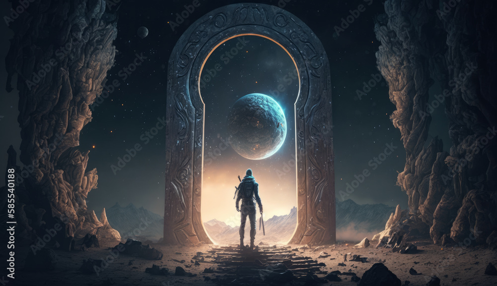 An ancient or alien portal to another dimension. Future cyber ...