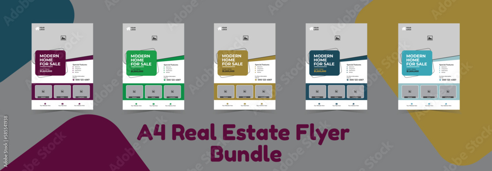 Real Estate Flyer Bundle. A4 Size with Bleed. Fully Editable. CMYK ...