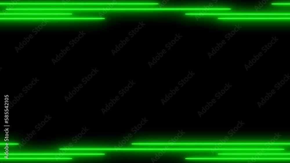 green laser effect. glowing neon frame background with empty space area ...