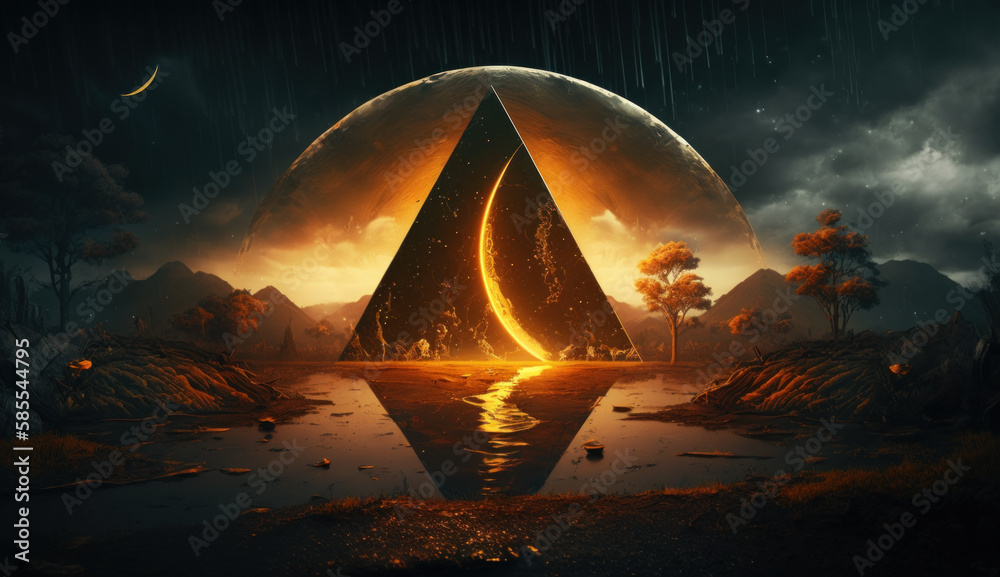 portal, pyramid to another dimension. Future cyber technology time ...