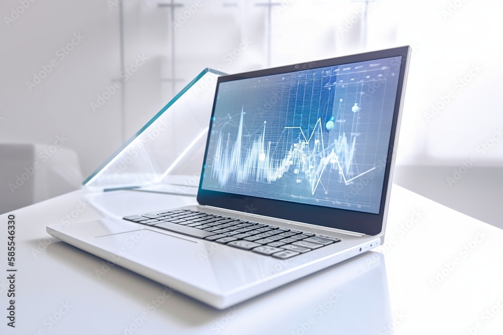 Data Insights on Open Laptop created with Generative AI technology ...