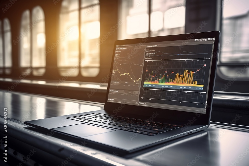 Data Insights on Open Laptop created with Generative AI technology ...