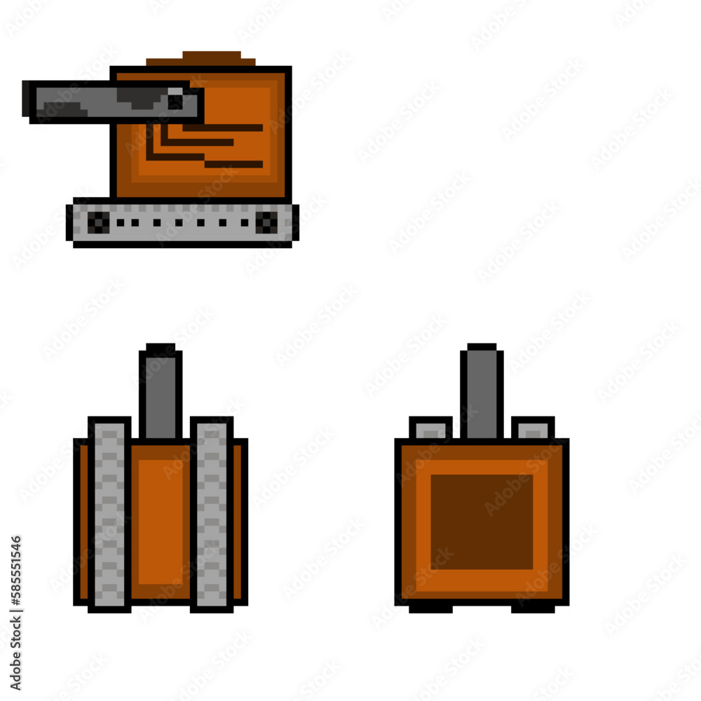3 view tanks set pixel art style. Stock Vector | Adobe Stock