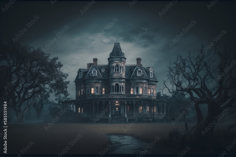 Horror in the Winter Night: A Cinematic and Spooky Landscape with ...