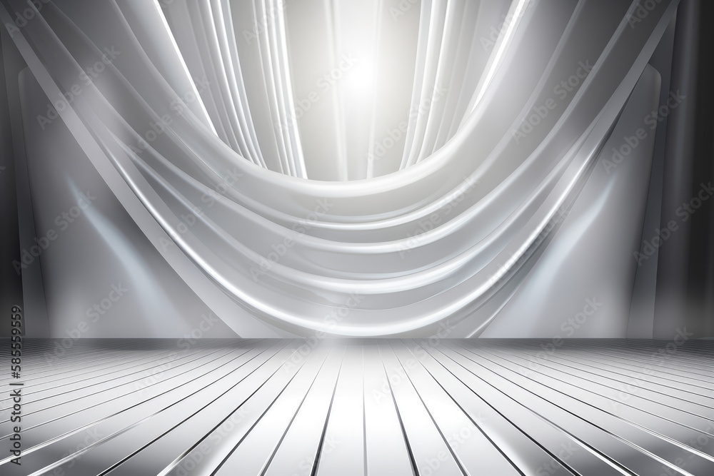 Silver podium color 3D background with geometric shapes for product ...