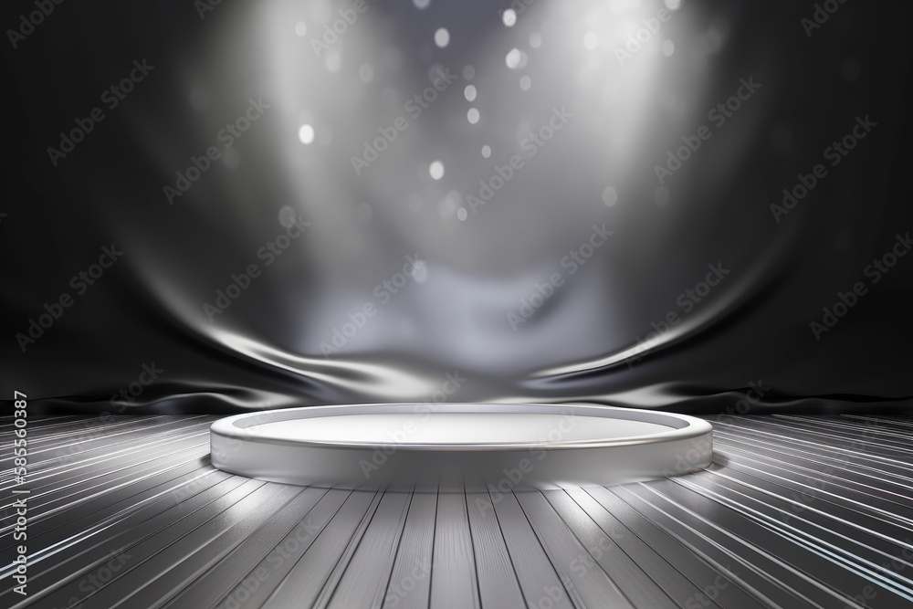 Silver podium color 3D background with geometric shapes for product ...