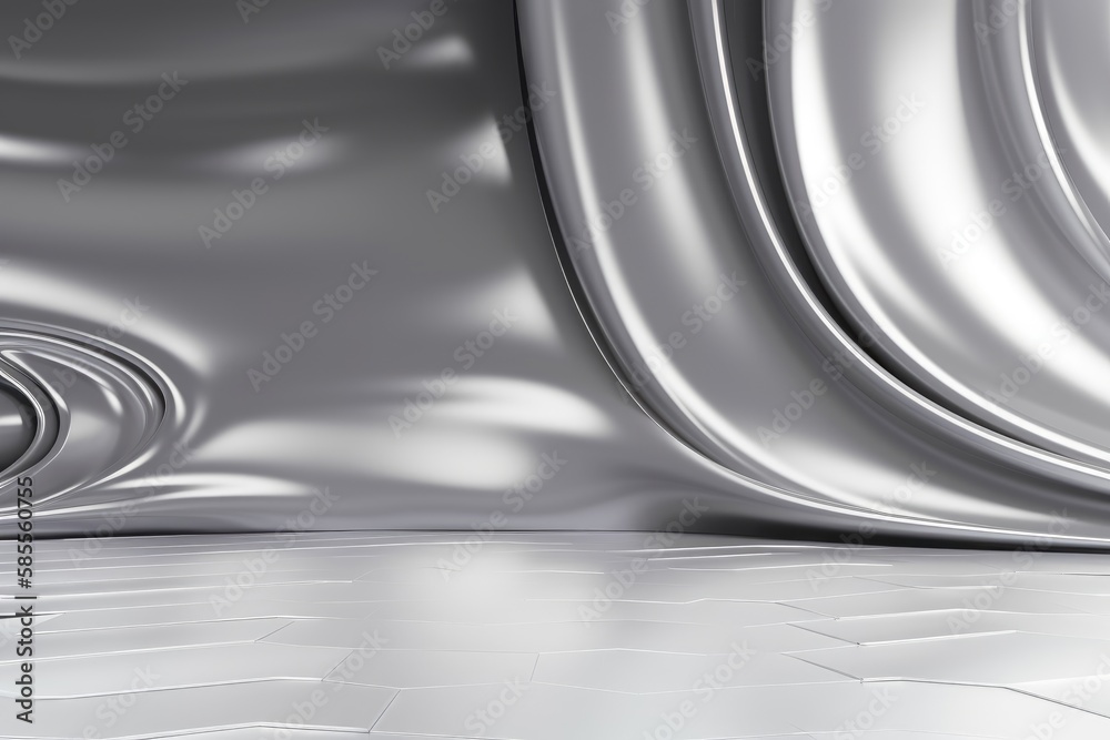 Silver podium color 3D background with geometric shapes for product ...