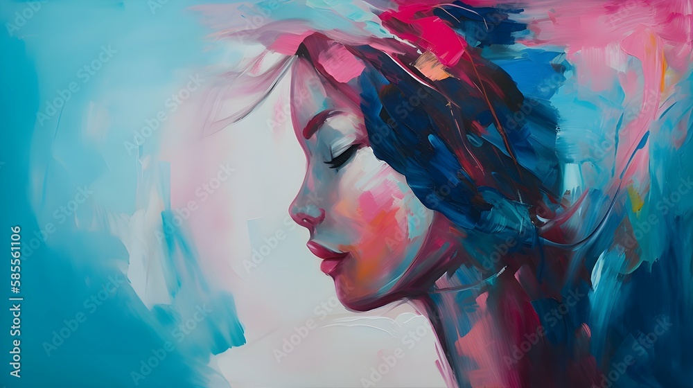 Sublime lady in blue abstract art. Stock Illustration | Adobe Stock