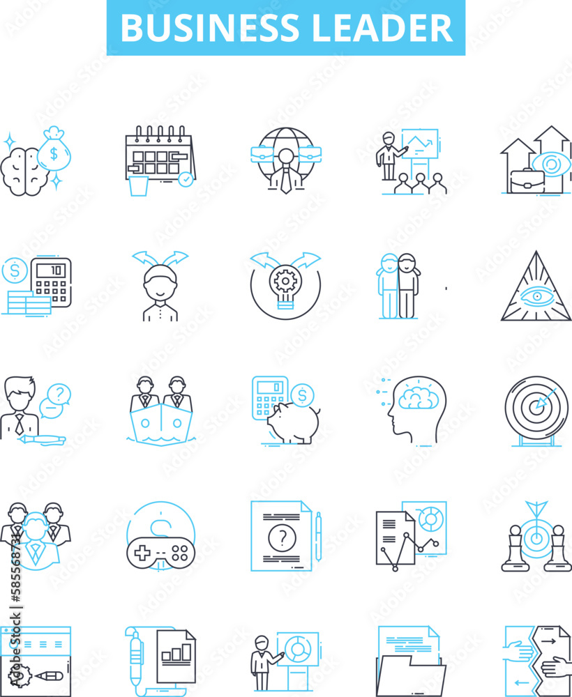 business Leader vector line icons set. Businessowner, CEO, Executive ...
