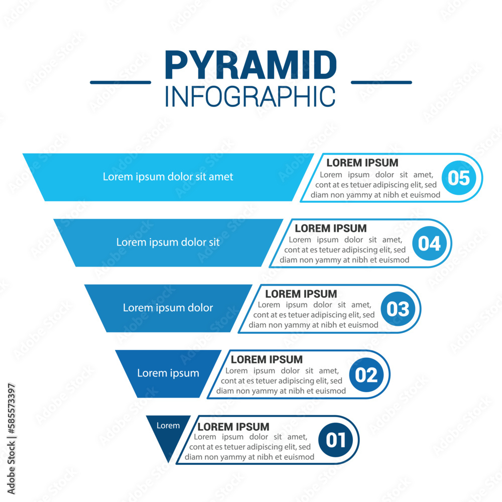 Pyramid Infographic, funnel pyramid business infographic with 5 charts ...
