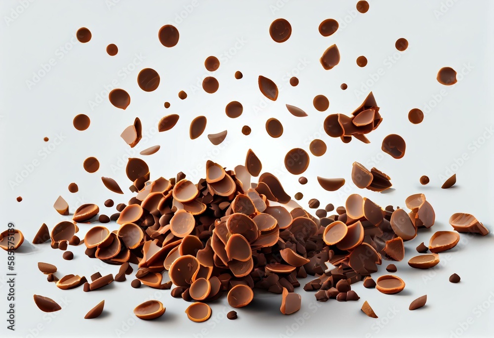 Scattering of tasty chocolate chips on white background Chocolate ...