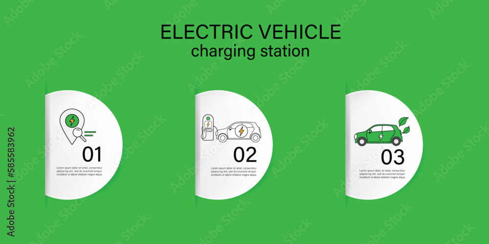 EV charging station. Electric vehicle charging 3 step diagram ...