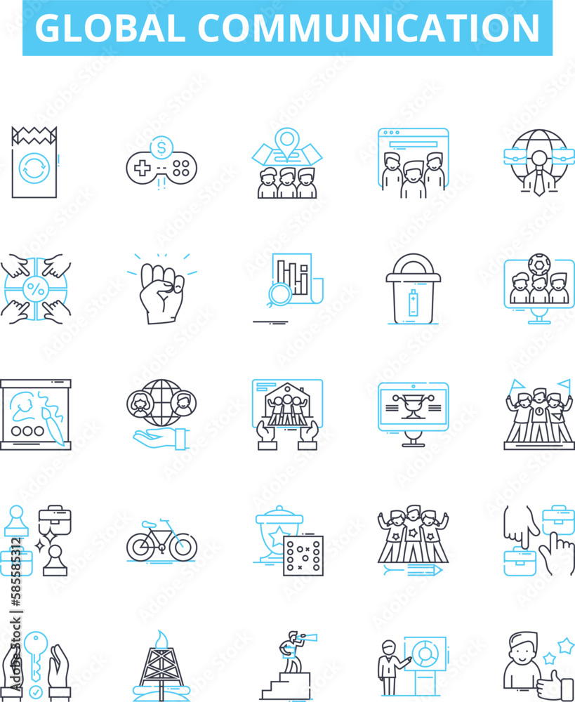 Global communication vector line icons set. Interconnectivity ...