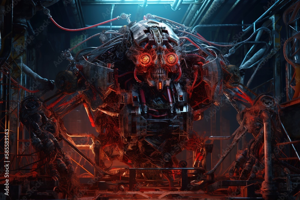 The Inner Workings: A Detailed Digital Illustration of an AI Robot ...