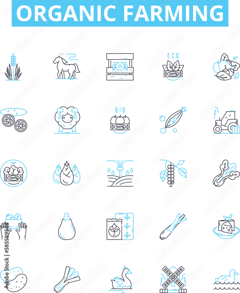 Organic farming vector line icons set. Organic, Farming, Agriculture ...
