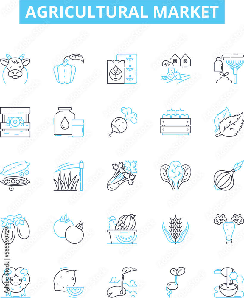 Agricultural market vector line icons set. Farming, Agriculture, Crop ...