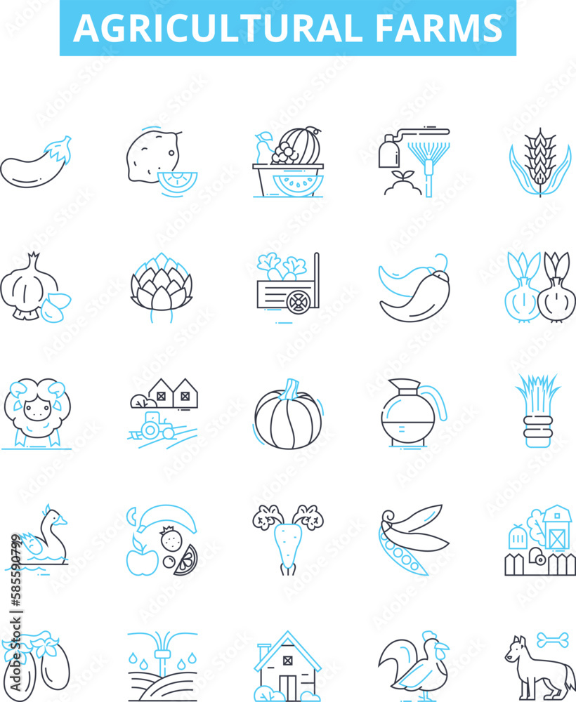 Agricultural farms vector line icons set. Farms, Agriculture, Crops ...