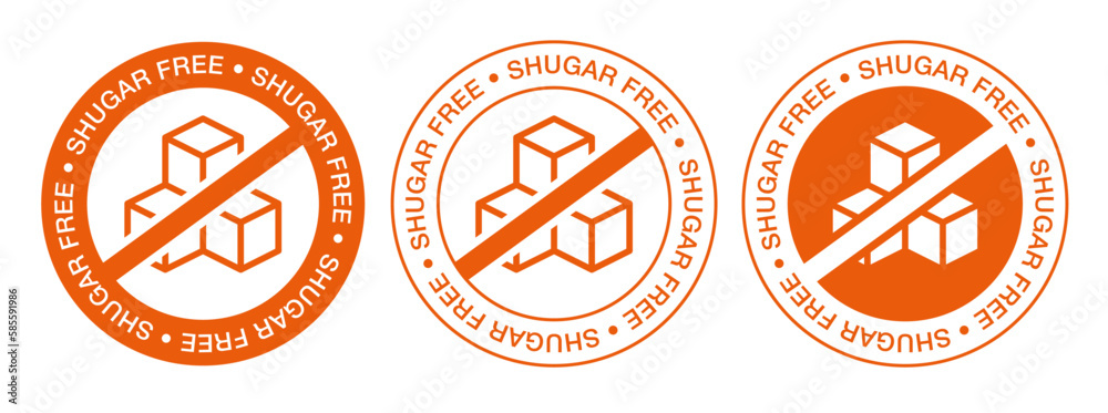 Sugar free or no sugar added food product dietary label. Packaging ...