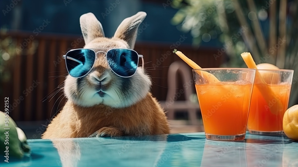 Easter Bunny's Poolside Retreat: Sunglasses, Carrot Cocktails, and ...