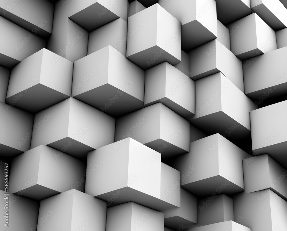 3D block cubes background design on isolated white background created ...