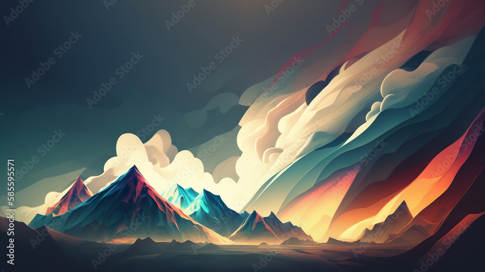 artificial mountains, mysterious view, anime landscape, mysterious ...