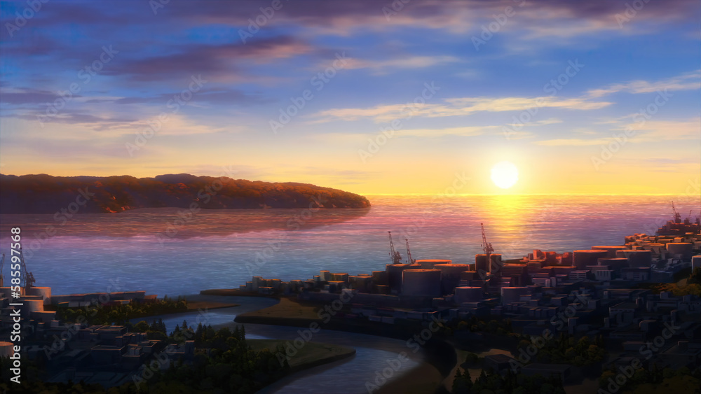 Anime background landscape wallpaper old village, old city, old street ...