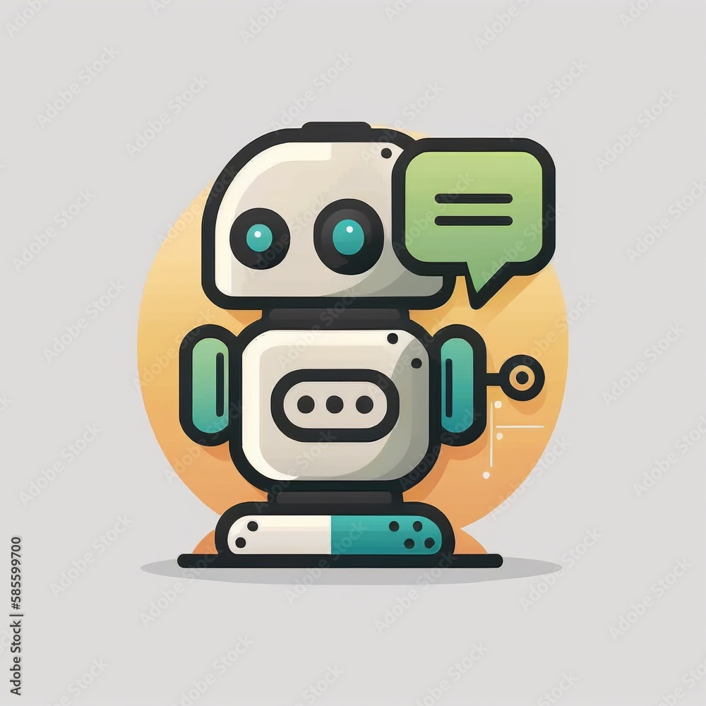Vector Style AI Chatbot Icon Isolated on Gray Background. Online ...