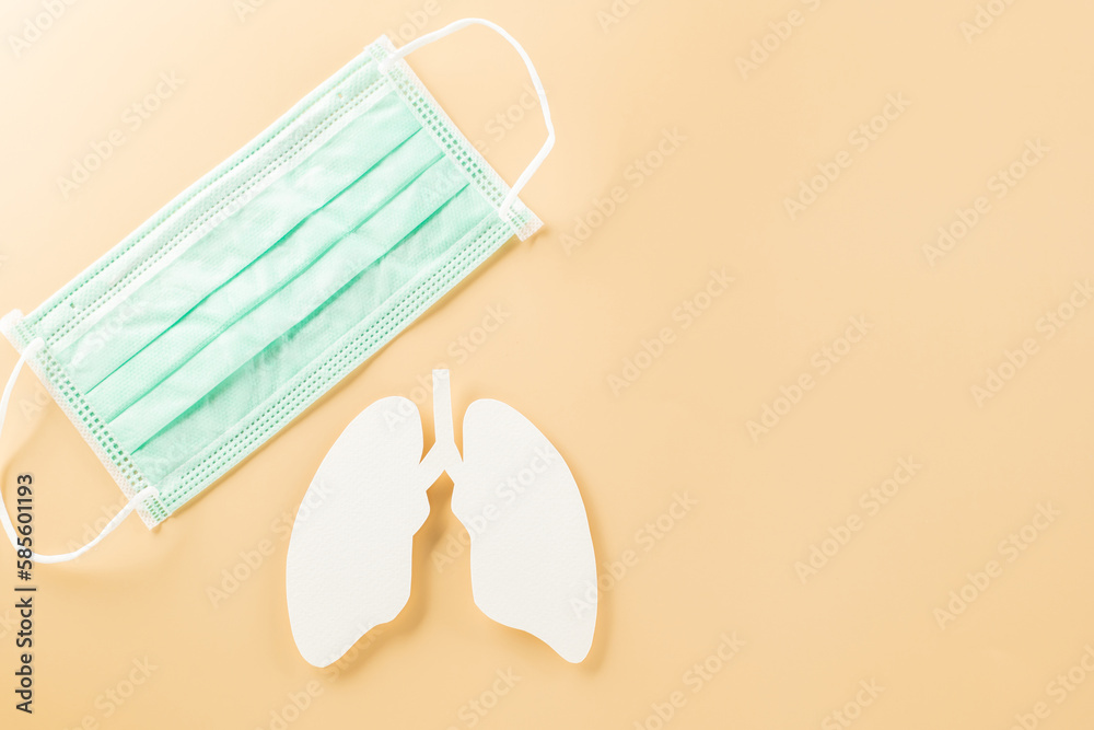 World Tuberculosis Day. Overhead lungs paper symbol and facial medical ...