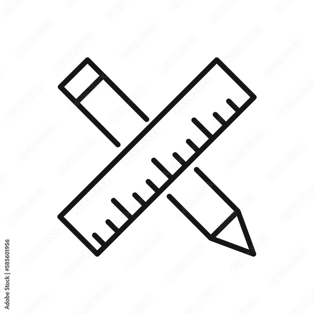 Editable Icon of Pencil and Ruller, Vector illustration isolated on ...