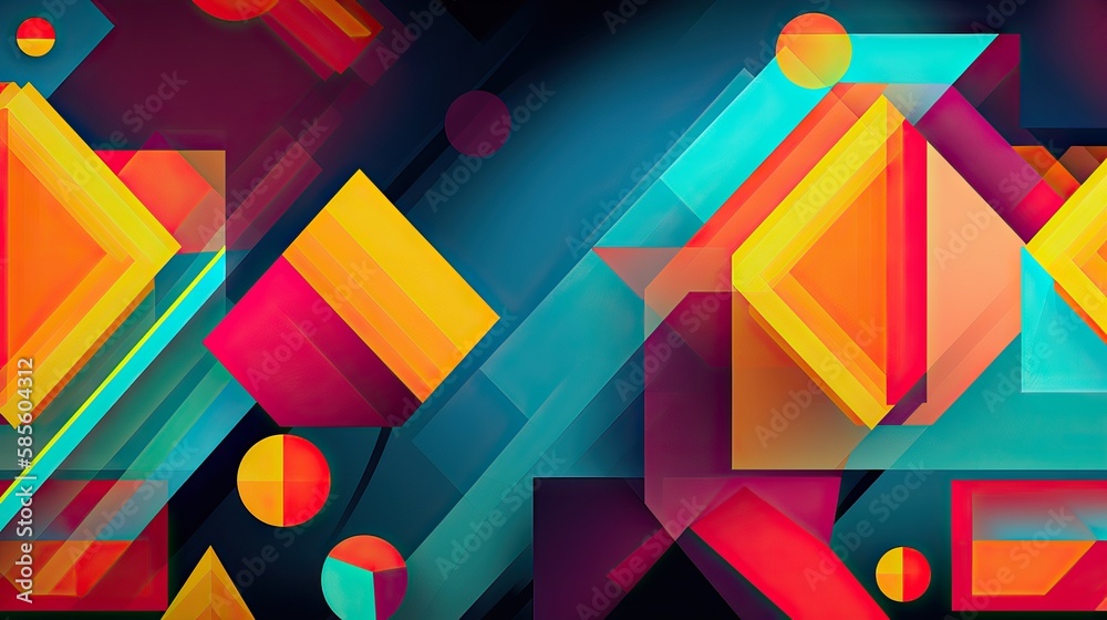 An eye-catching and surreal image featuring colorful geometric shapes ...