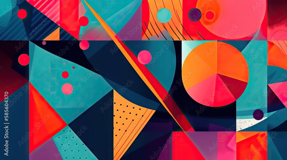An eye-catching and surreal image featuring colorful geometric shapes ...