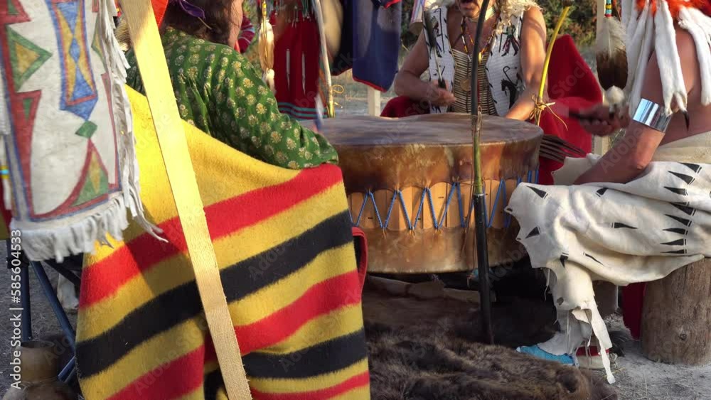 Native American Drum and Dance Performance. Traditional ritual song of ...